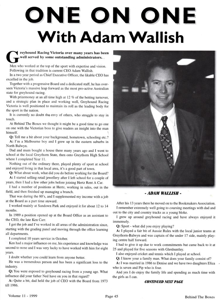 Adam and Ned Wallish – History of Greyhound Racing in Australia